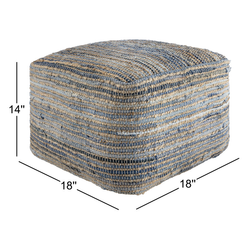 Beachcrest Home™ Brainard 18" Wide Square Striped Pouf Ottoman & Reviews | Wayfair